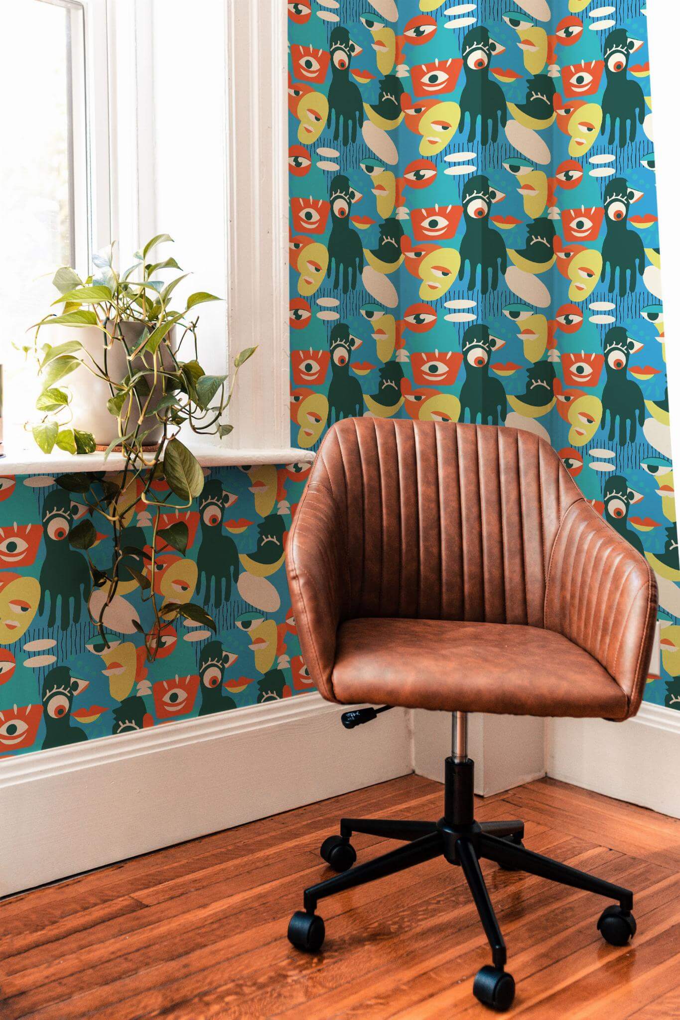 Blue Abstract Faces Wallpaper | Shop SafetyMat™