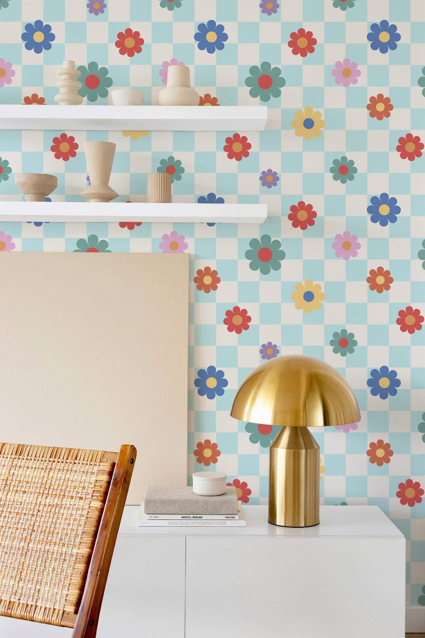 Colorful floral grid Wallpaper | Shop SafetyMat™